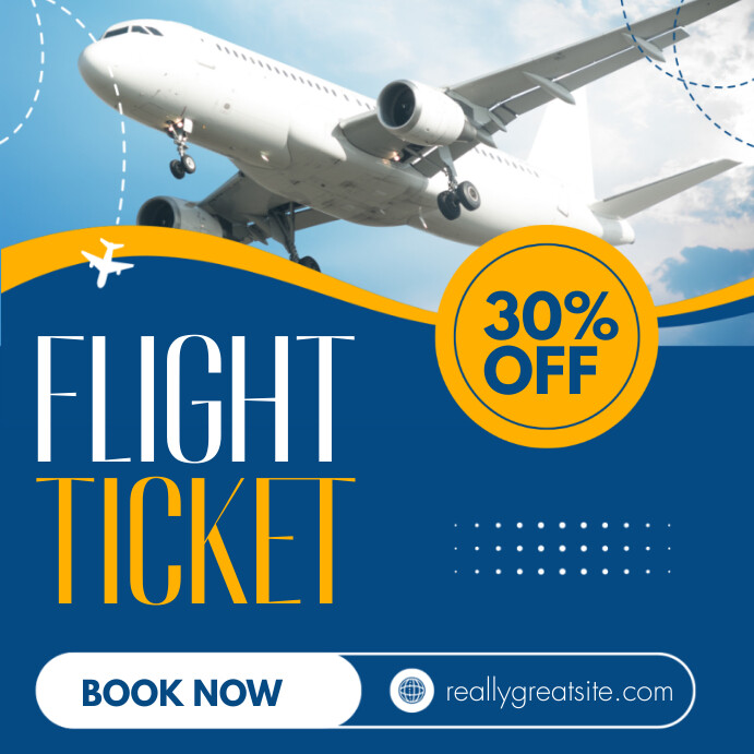 Blue and Yellow Minimalist Flight Ticket Inst Template | PosterMyWall