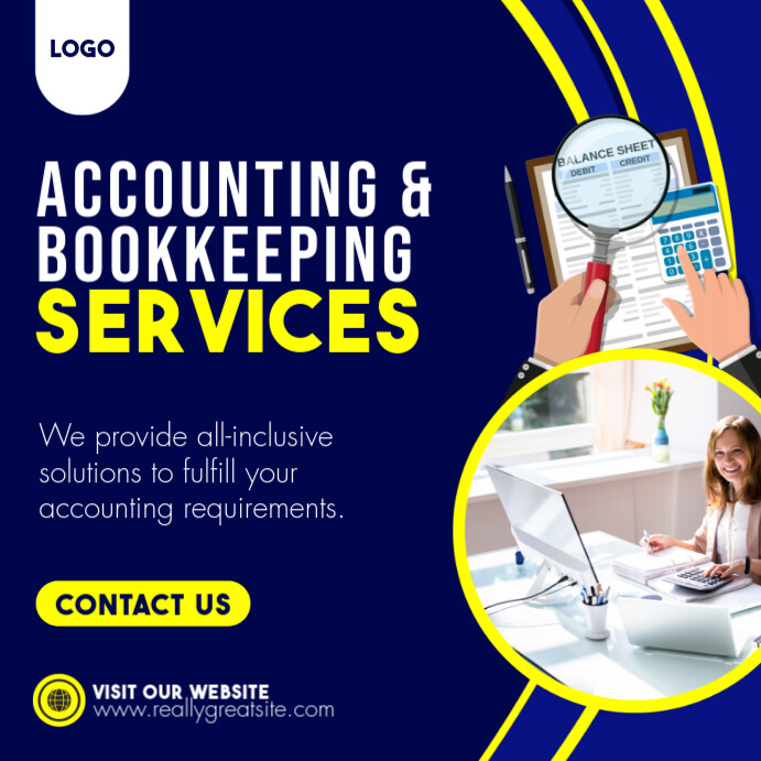 Copy of Blue and Yellow Modern Bookkeeping Services Instagram Post ...