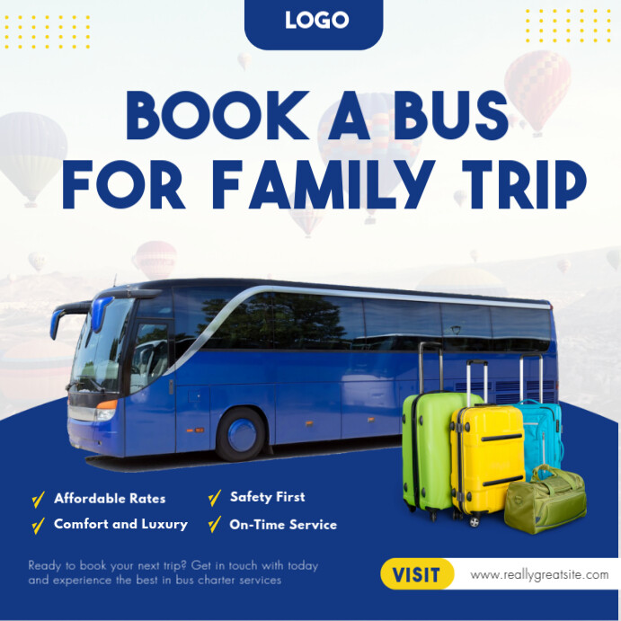 Copie de Blue and Yellow Modern Bus Charter Instagram | PosterMyWall