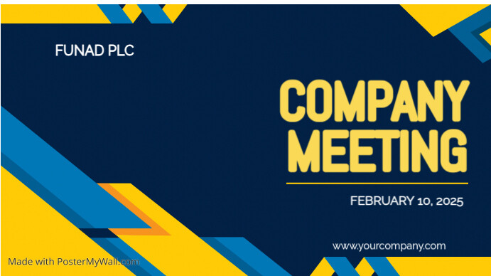 Blue and yellow modern company meeting Zoom virtual background Template ...
