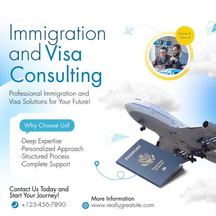 Blue and Yellow Modern Immigration and Visa Consulting Facebook Post ...