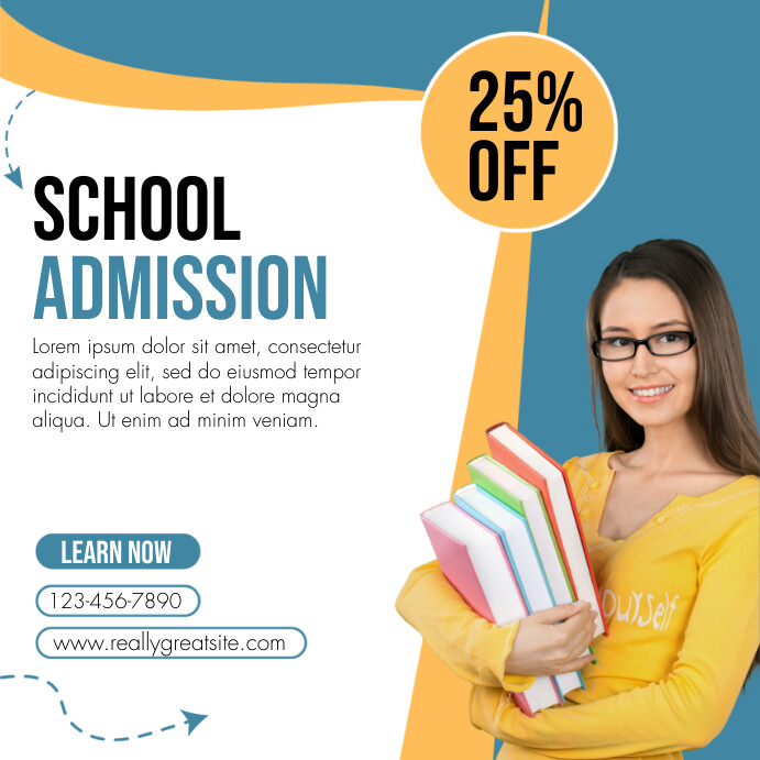 Blue and Yellow Modern School Admission Insta Template | PosterMyWall