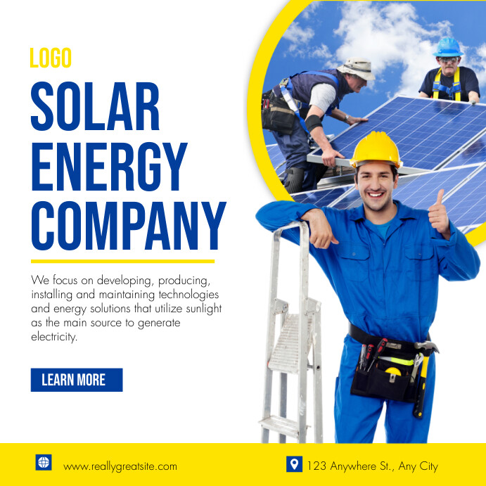 Copy of Blue and Yellow Modern Solar Energy Company I | PosterMyWall