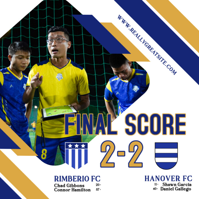 Plantilla de Blue and Yellow Simple Final Score Instagram Post ...