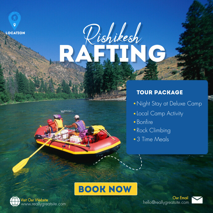 Plantilla de Blue and Yellow Simple Photo India Rishikesh | PosterMyWall