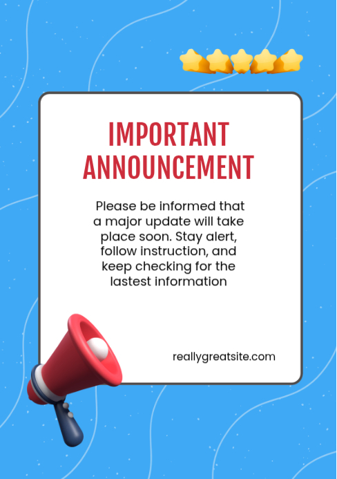 Blue Announcement A5 Template | PosterMyWall