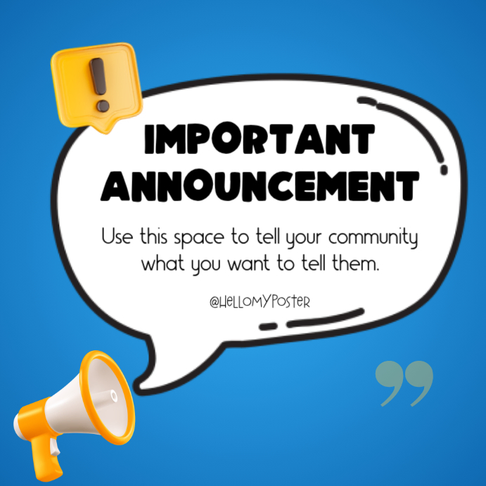 Plantilla de Blue Announcement Instagram Post | PosterMyWall
