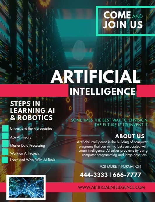 Blue Artificial Intelligence Flyer Template | PosterMyWall