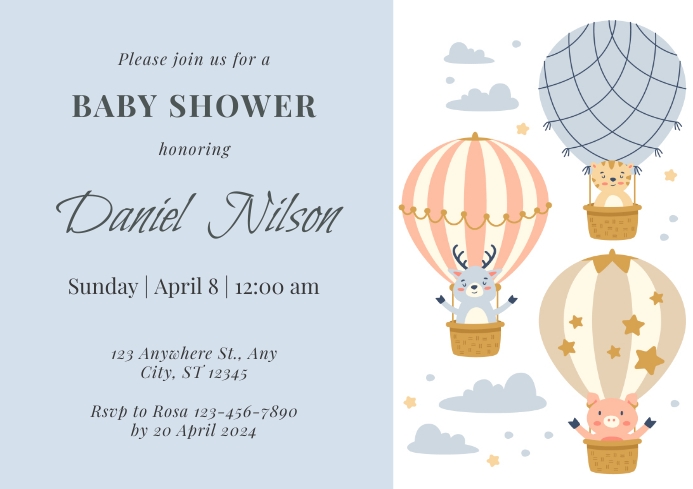 Blue Baby Shower Party Invitation Template | PosterMyWall