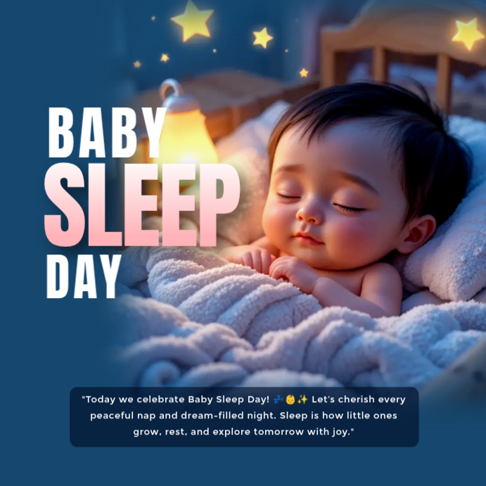 Blue Baby Sleep Day Instagram Post templaat | PosterMyWall