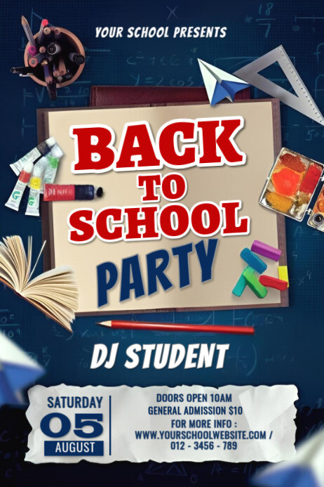 Copy of Blue Back To School Party Flyer – Fun School Event Template ...