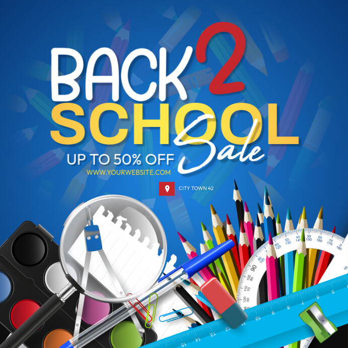 Copy of Blue Back To School Sale Square (1:1) | PosterMyWall