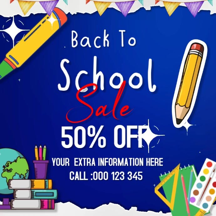 Blue Back to school sale Template | PosterMyWall