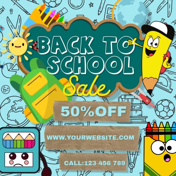 Blue Back to school sale Template | PosterMyWall