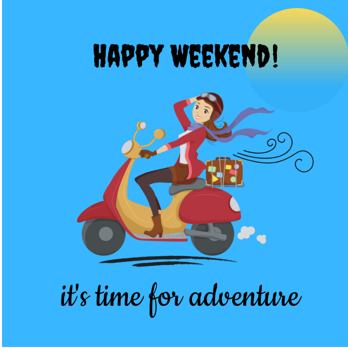 Blue background weekend Joyful Square (1:1) Template | PosterMyWall