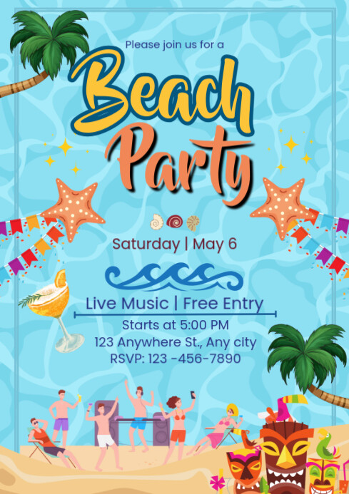 Copy of Blue Beach Party A4 | PosterMyWall