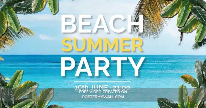 Blue Beach Summer Party Facebook Shared Imag Template | PosterMyWall