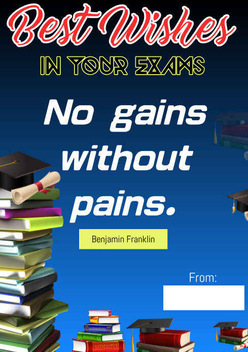 Plantilla de Blue Best Wishes In Your Exams Success Card A | PosterMyWall