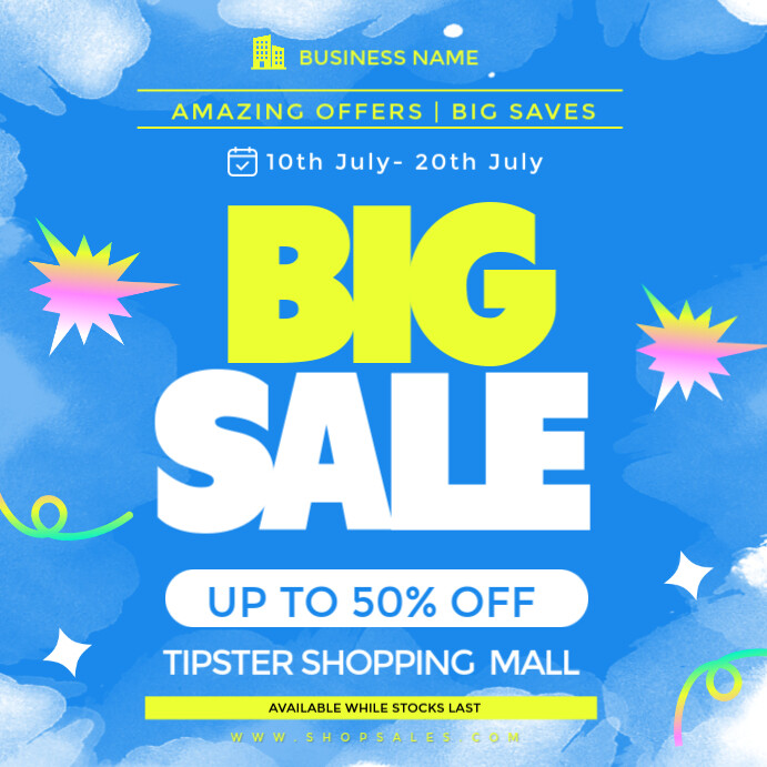 Blue Big Sale Flyer Instagram Post Template | PosterMyWall