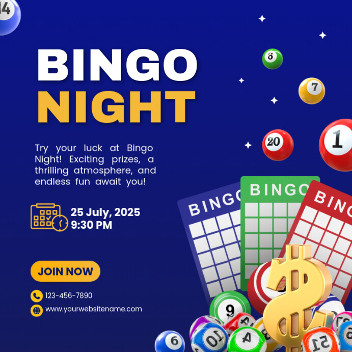 Blue Bingo Night Instagram Post Template | PosterMyWall