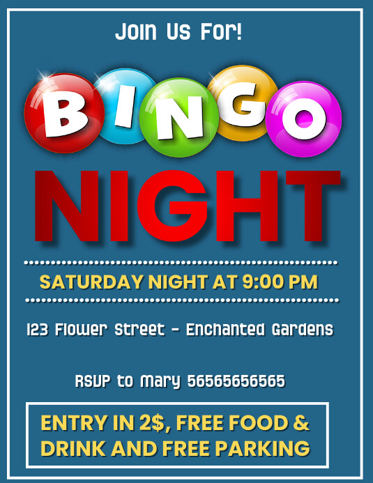 Blue Bingo Night Poster Flyer Design Flyer ( Template | PosterMyWall