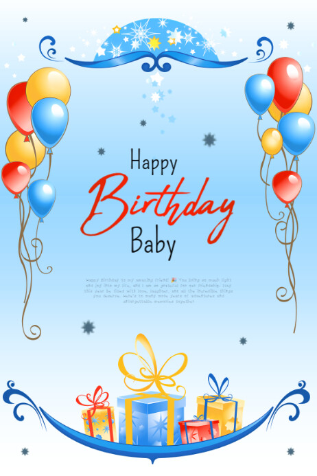 Blue Birthday Card Poster Template | PosterMyWall