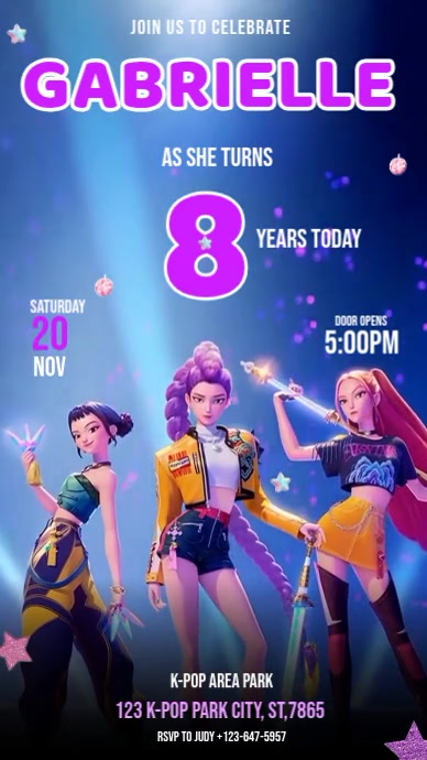 Blue Birthday Party Instagram Story Video Template | PosterMyWall