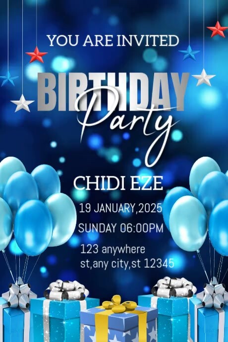 Blue Birthday Party Poster Template | PosterMyWall