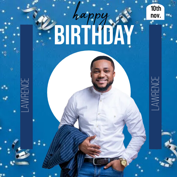 Blue Birthday Square (1:1) Template | PosterMyWall