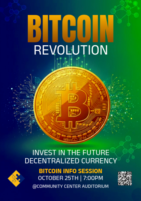 Blue Bitcoin Info Session A4 Template | PosterMyWall