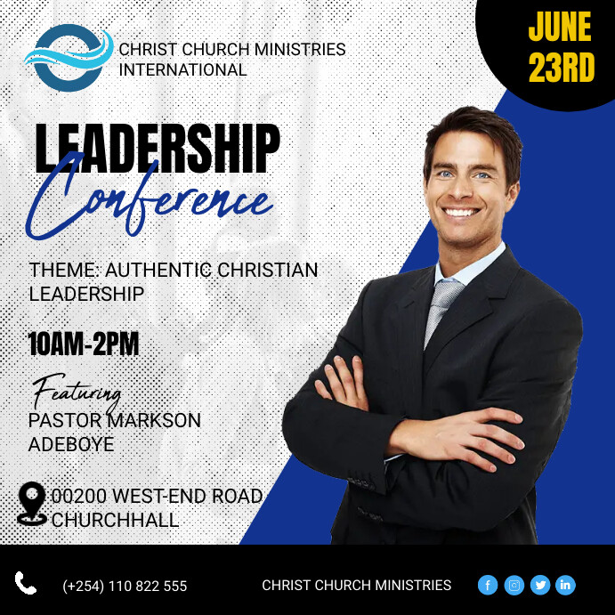 Blue black and white professional leadership Template | PosterMyWall