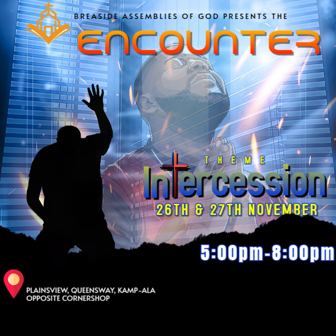 blue Black Maximalist Church Prayer Conference Instagram Post Template ...