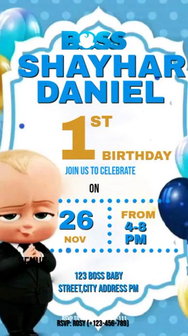 Plantilla de Blue Boss Baby Template Free Editable Digital Display (9: ...