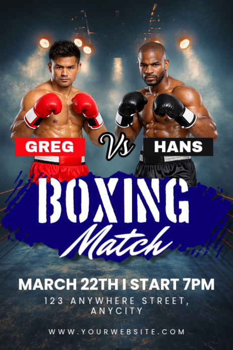 Blue Boxing Match Poster Template | PosterMyWall