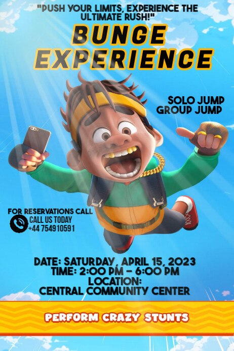 Blue Bungee Jumping Poster Template | PosterMyWall