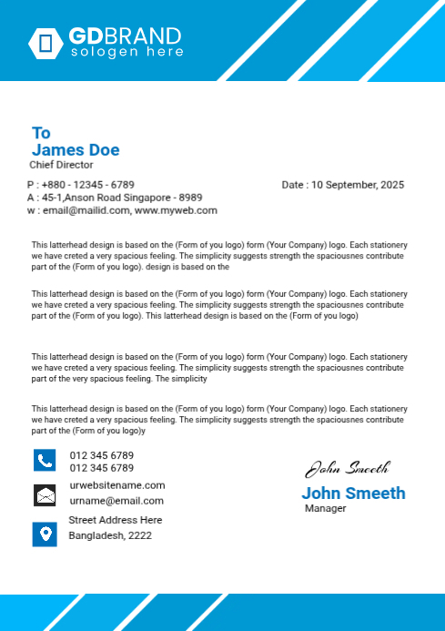 Blue Business Letterhead Template | PosterMyWall