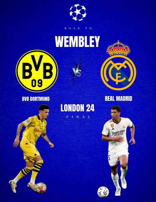 Blue Bvb Dortmund Vs Real Madrid Flyer (us Template | PosterMyWall