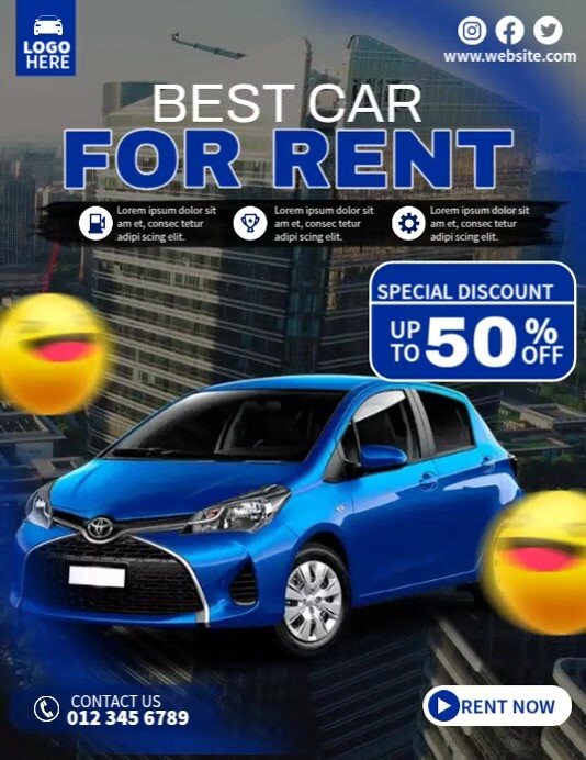 Blue Car Ads Templat | PosterMyWall