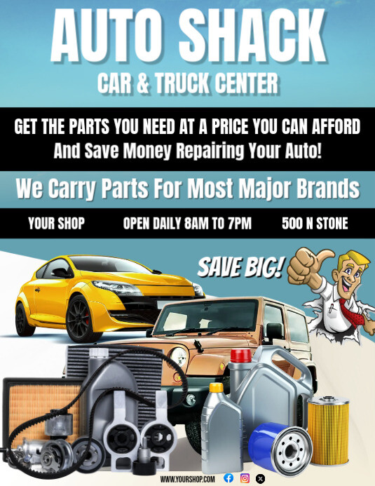 Modèle Blue Car Care Center Auto Supplies Ad Flyer (us Letter ...