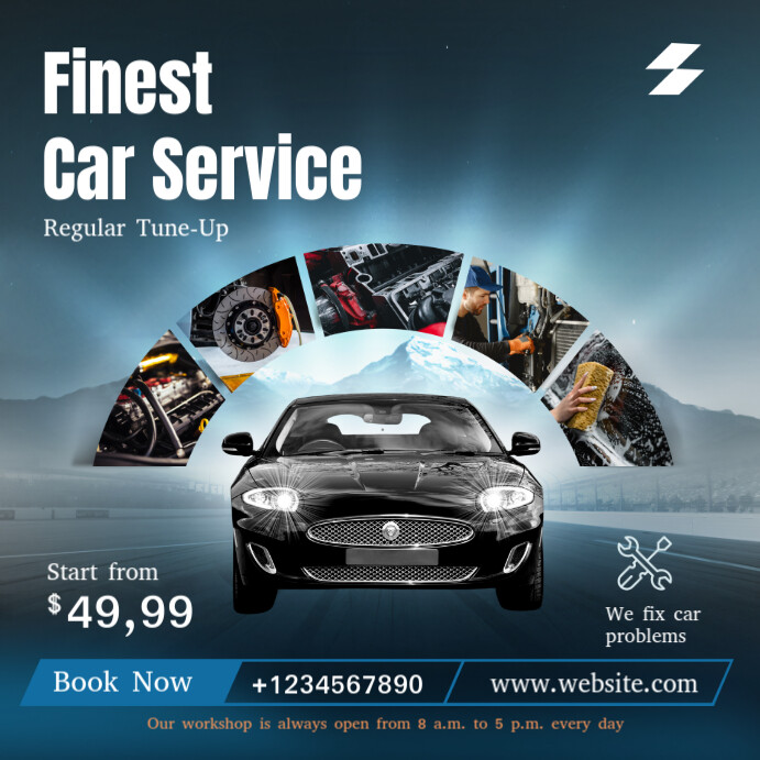 Blue Car Service Pos Instagram Template | PosterMyWall
