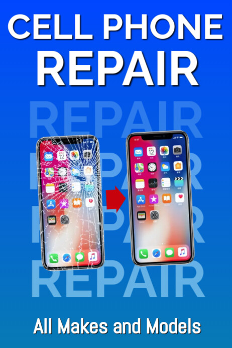 Plantilla de Blue Cell Phone Repair Poster Sign Poster | PosterMyWall
