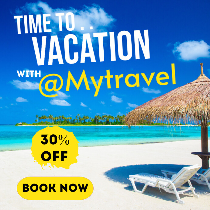 Blue Ceria Blue Sky Beach Travel Vacation Po Template | PosterMyWall