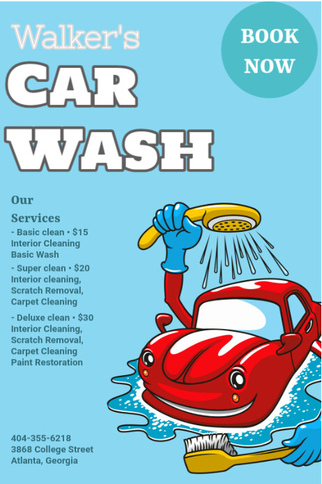 Blue Ceria Car Wash Poster Advertising Pamflet Social Media Poster ...