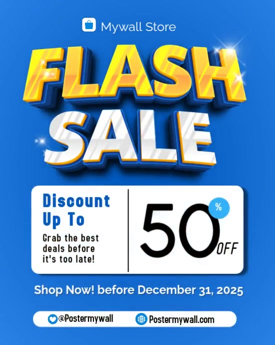 Blue Ceria Flash Sale Poster Instagram Portrait Templat | PosterMyWall