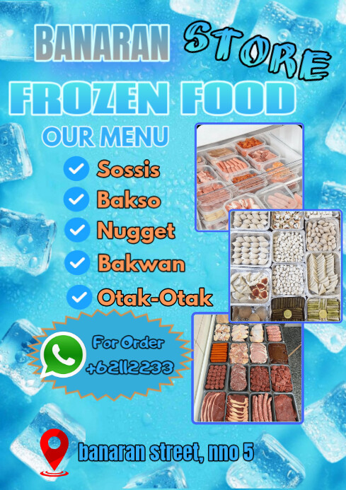 Copy of Blue Ceria Frozen Food Store A4 | PosterMyWall