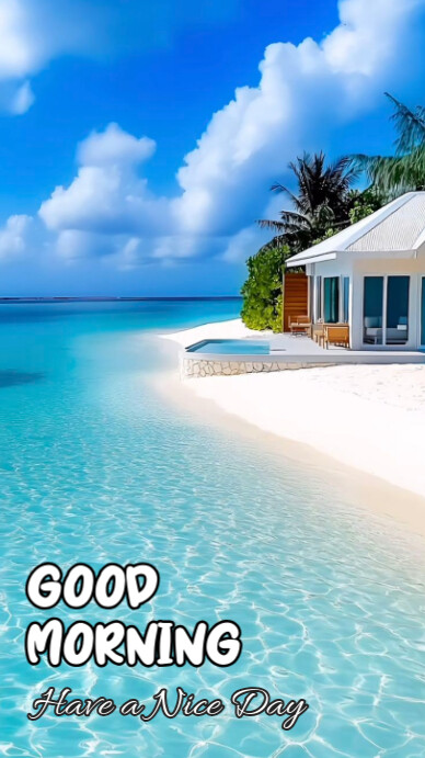 Blue Ceria Good Morning Beach Sunrise Poster Instagram Story Template ...