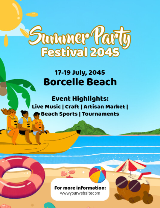 Copy of Blue Ceria Summer Party Pamflet (letter As) | PosterMyWall