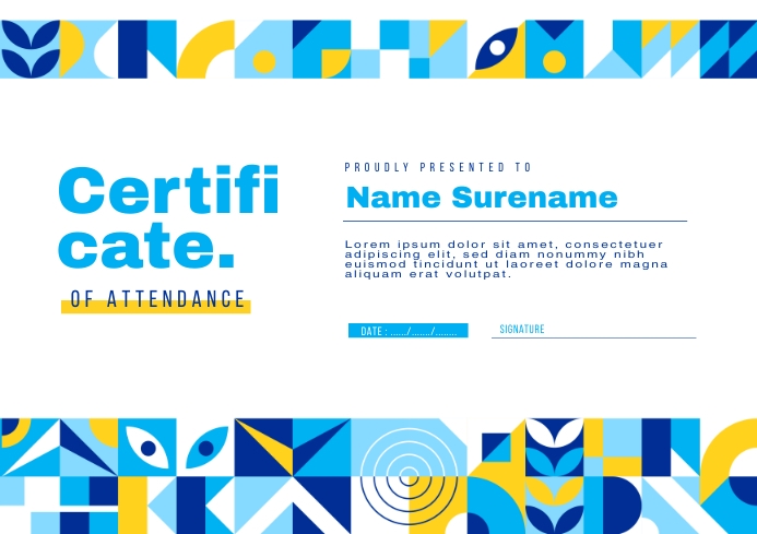 Blue Certificate of Attendance Template | PosterMyWall