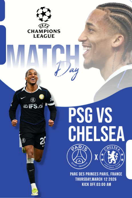 Plantilla de Blue Champion League Psg Vs Chelsea 2026 Poster | PosterMyWall