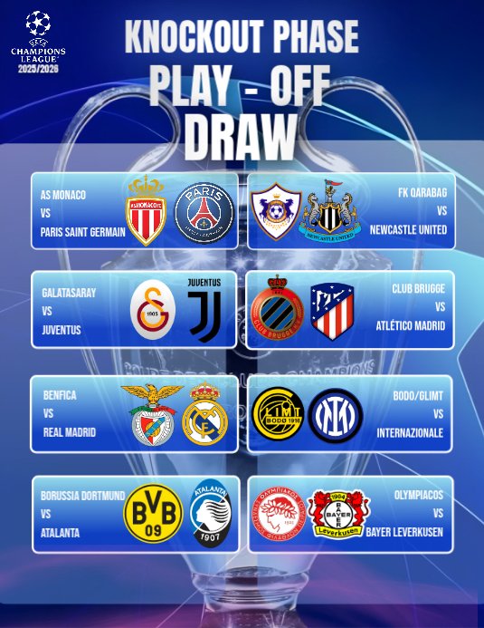 Blue Champions League Knockout Phase Flyer Template | PosterMyWall
